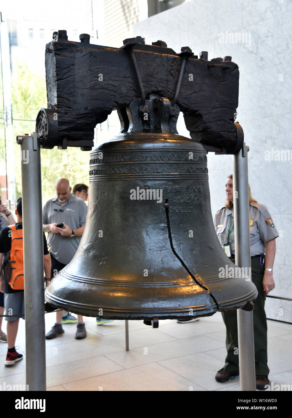 PHILADELPHIA, PENNSYLVANIA, USA - JUNE 26, 2019: Tourists viewing the ...