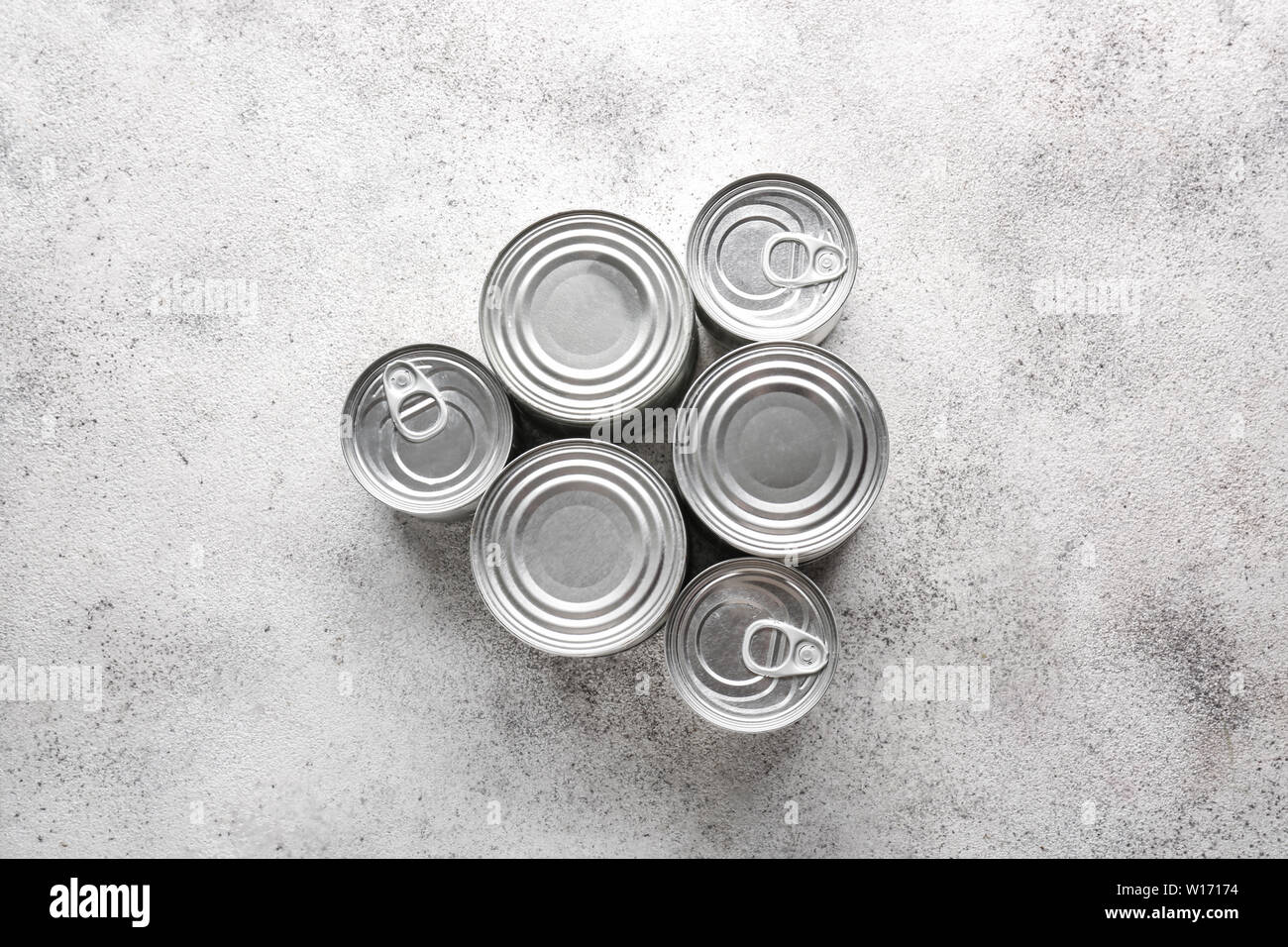 Top view various cans hi-res stock photography and images - Alamy