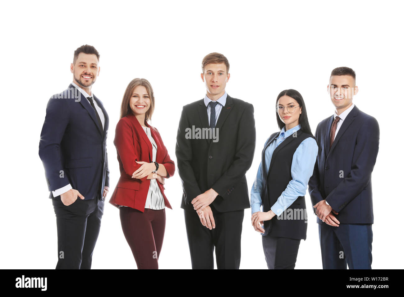 Team of business people on white background Stock Photo - Alamy