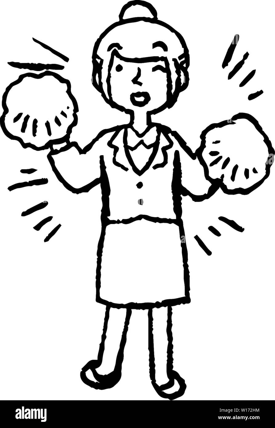 This is an illustration of a job-hunting girl student face and pose ...