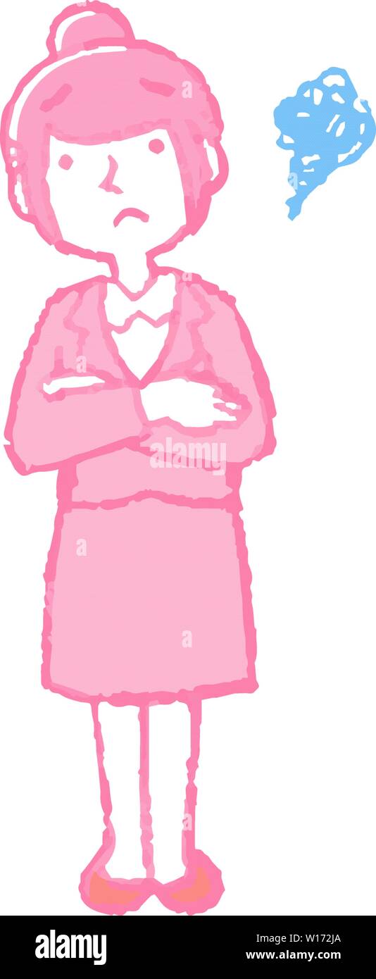 This is an illustration of a job-hunting girl student face and pose ...