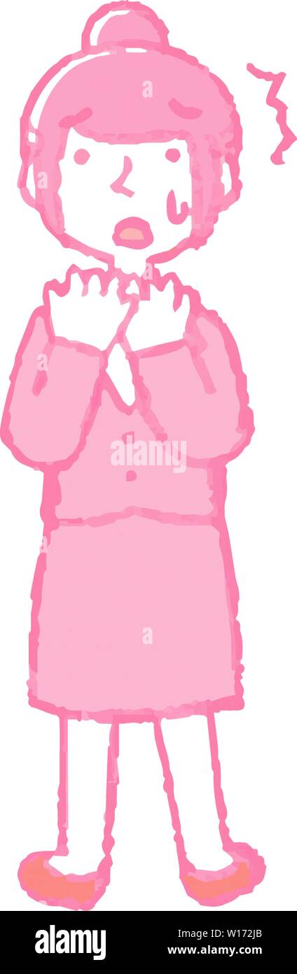 This is an illustration of a job-hunting girl student face and pose ...