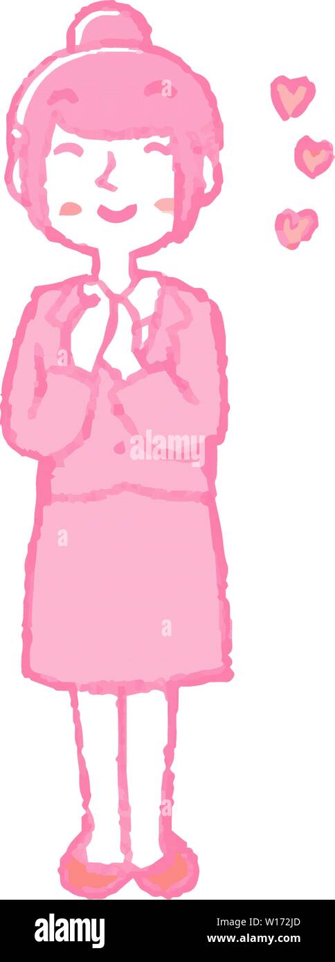 This is an illustration of a job-hunting girl student face and pose ...