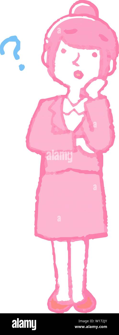 This is an illustration of a job-hunting girl student face and pose ...