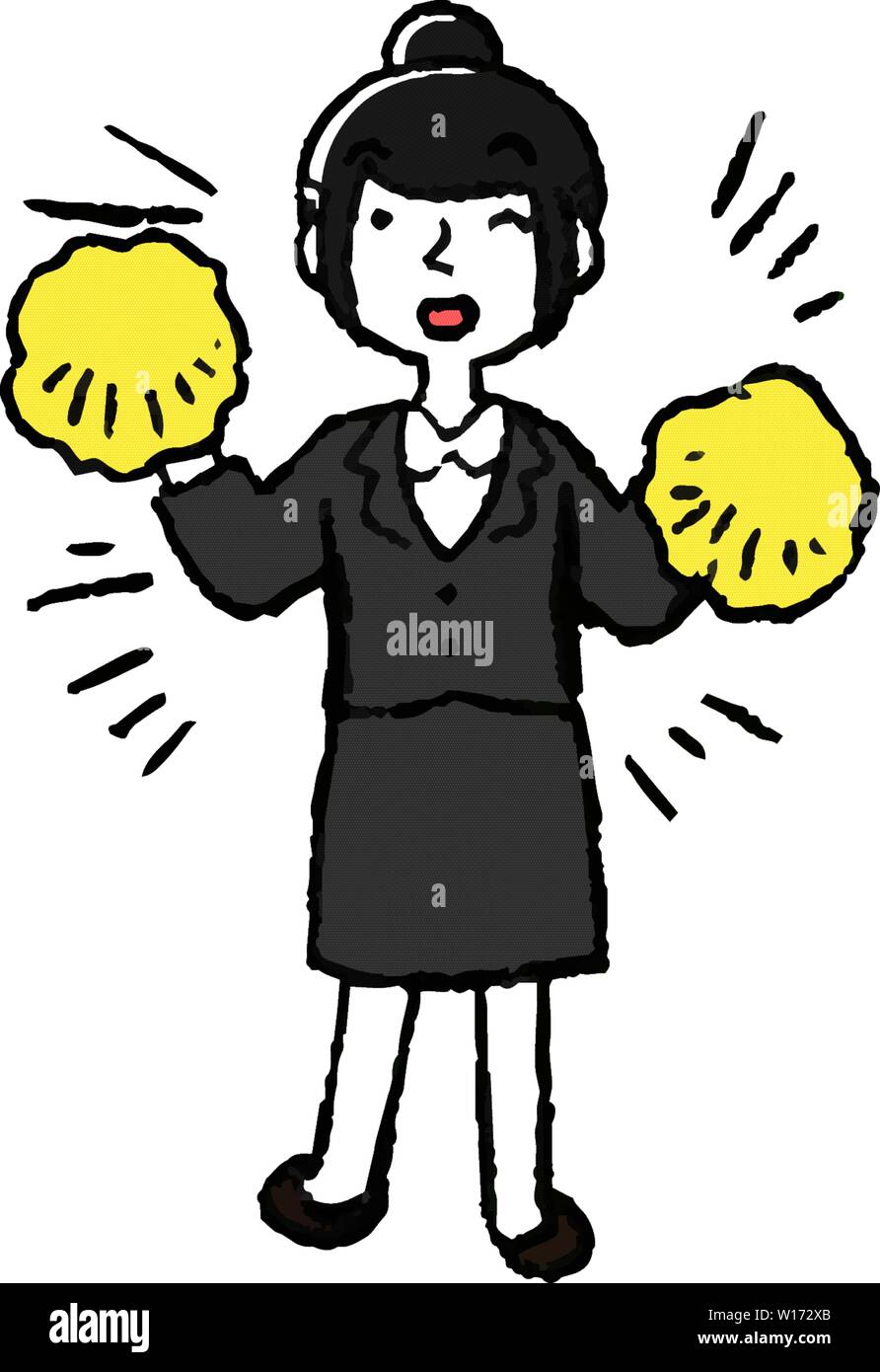 This is an illustration of a job-hunting girl student face and pose ...