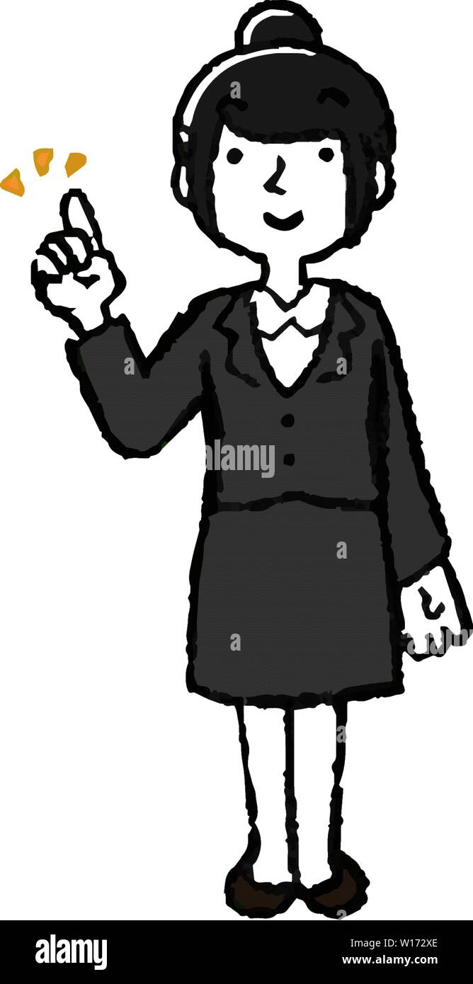 This is an illustration of a job-hunting girl student face and pose ...