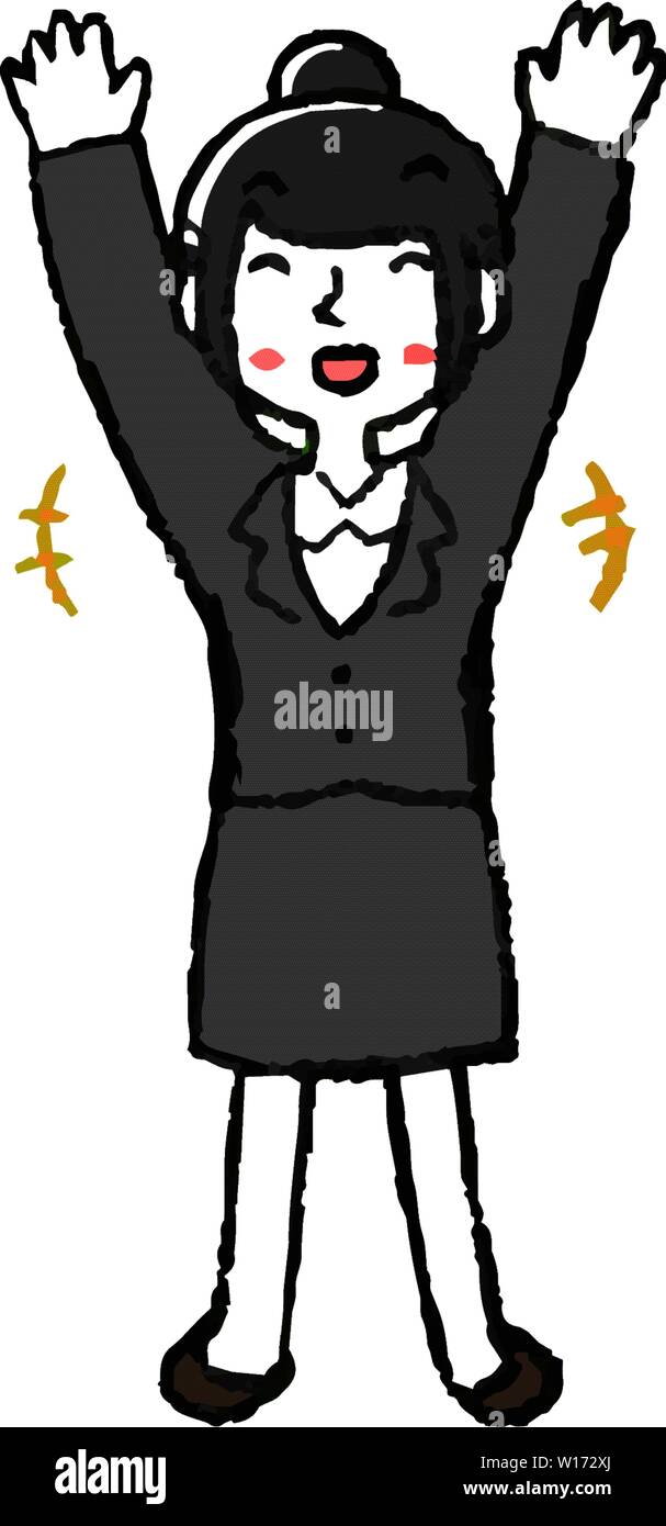 This is an illustration of a job-hunting girl student face and pose ...