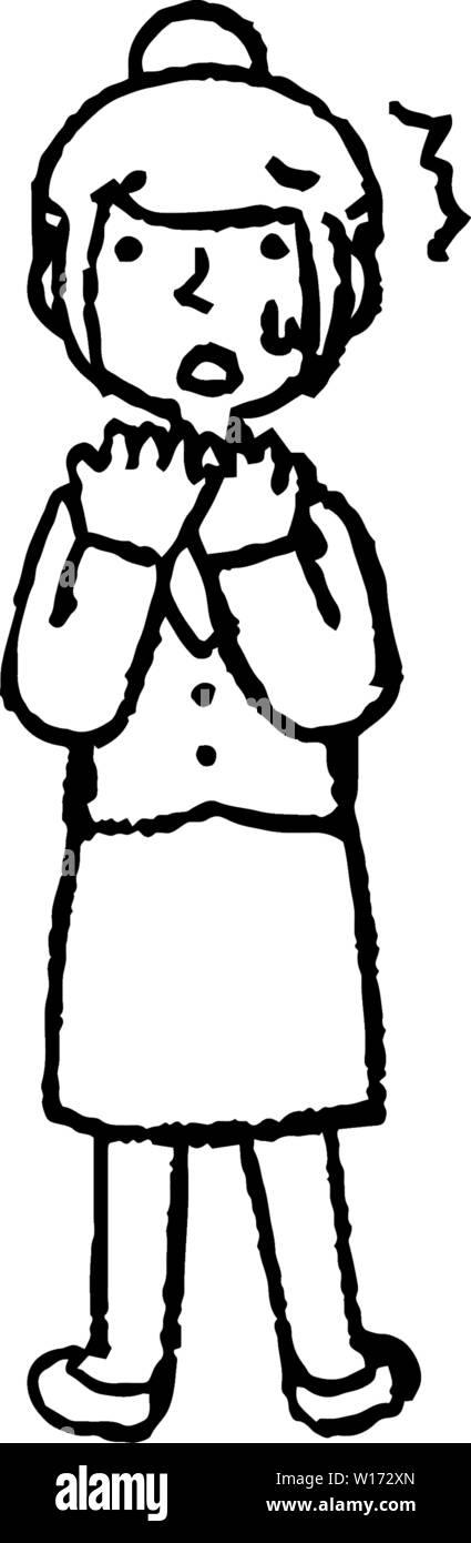 This is an illustration of a job-hunting girl student face and pose ...