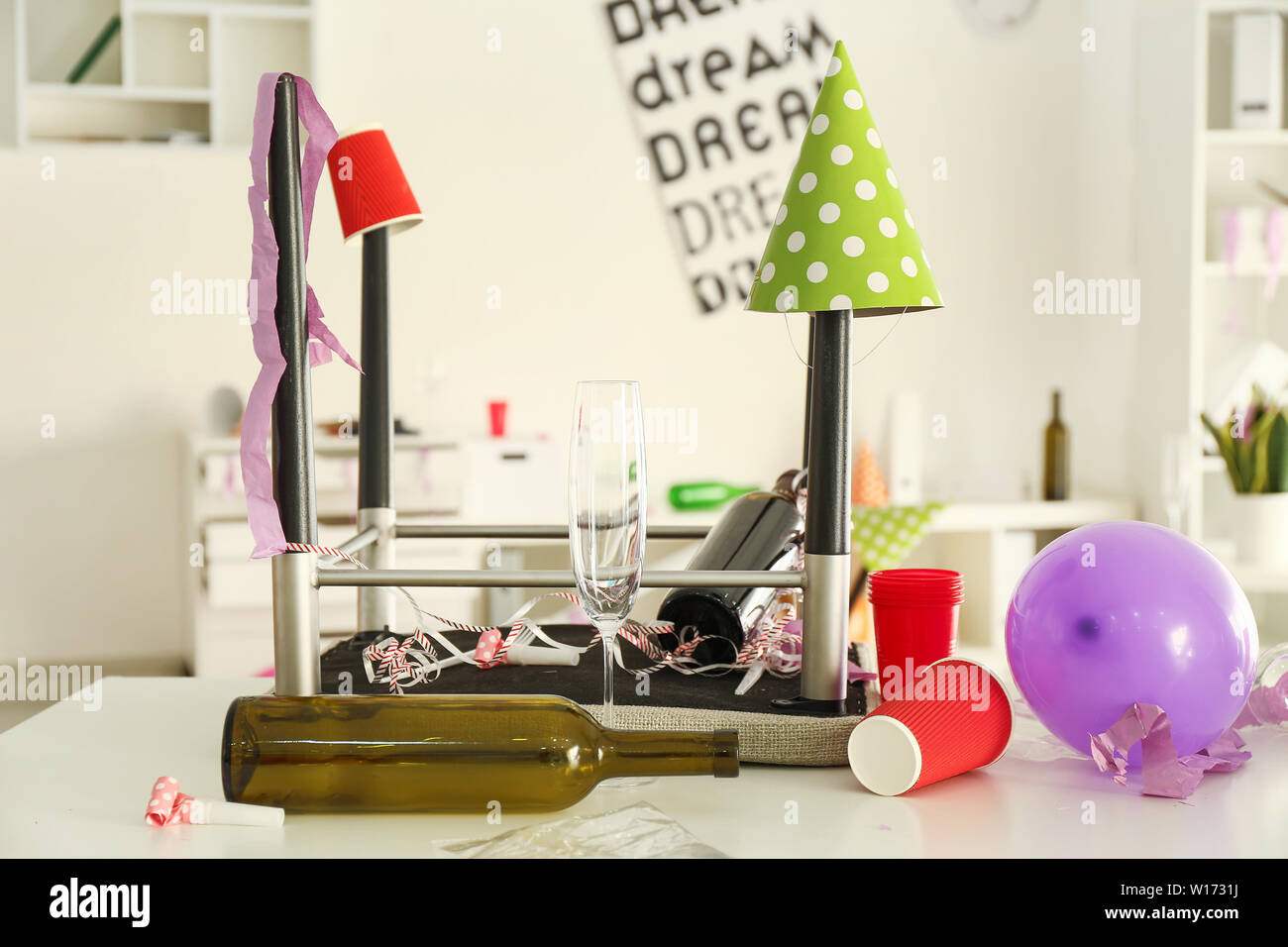 Table in office after party Stock Photo - Alamy