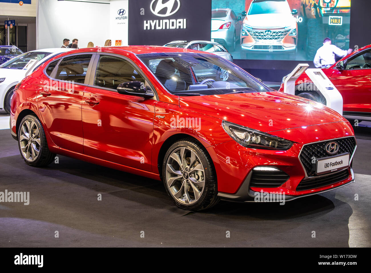 Poznan, Poland, March 2019 red Hyundai new i30 Fastback, Poznan ...