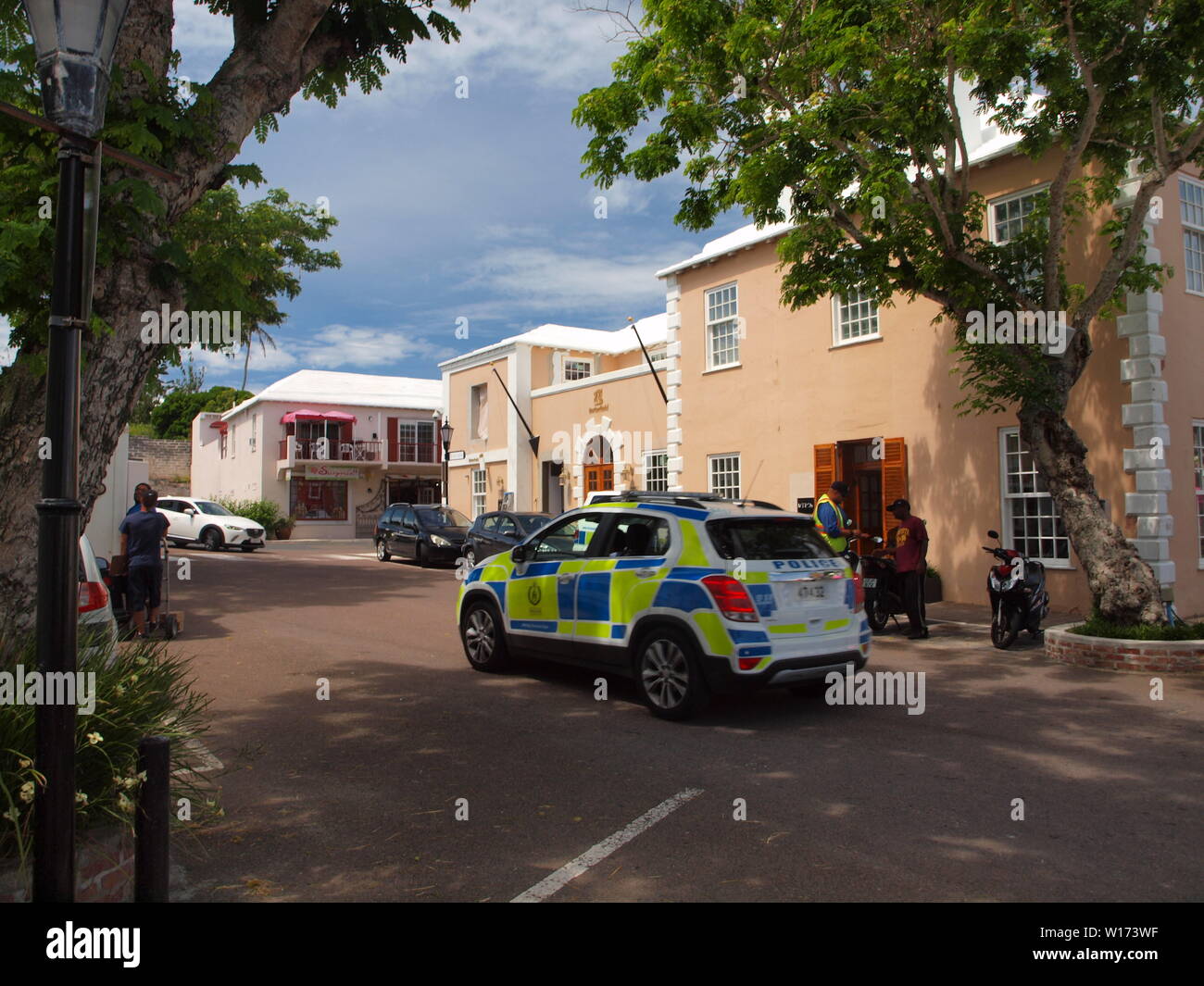 Bermuda Police Service car on patrol in a local setting with the ...