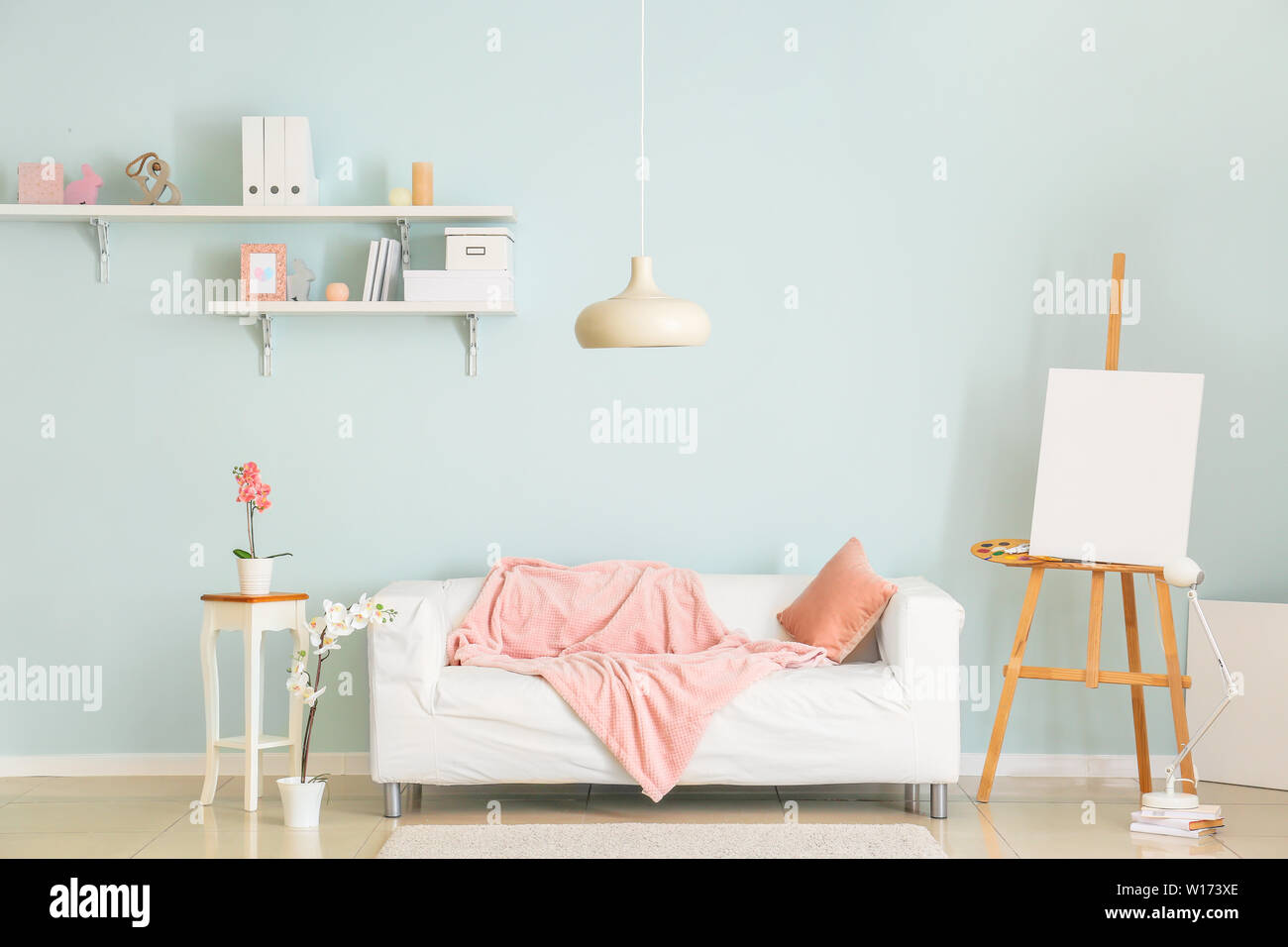 Interior of modern artist's room Stock Photo - Alamy