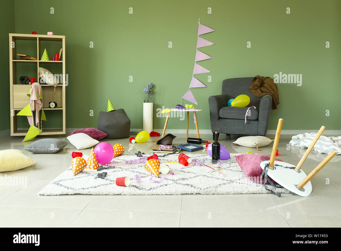 Interior of room after party Stock Photo - Alamy