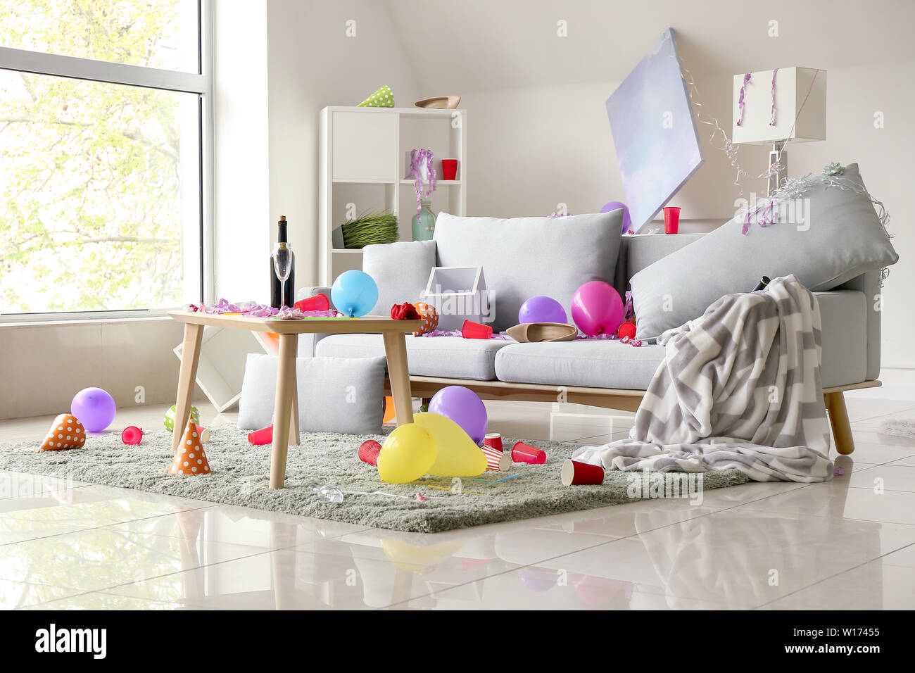 Interior of room after party Stock Photo - Alamy