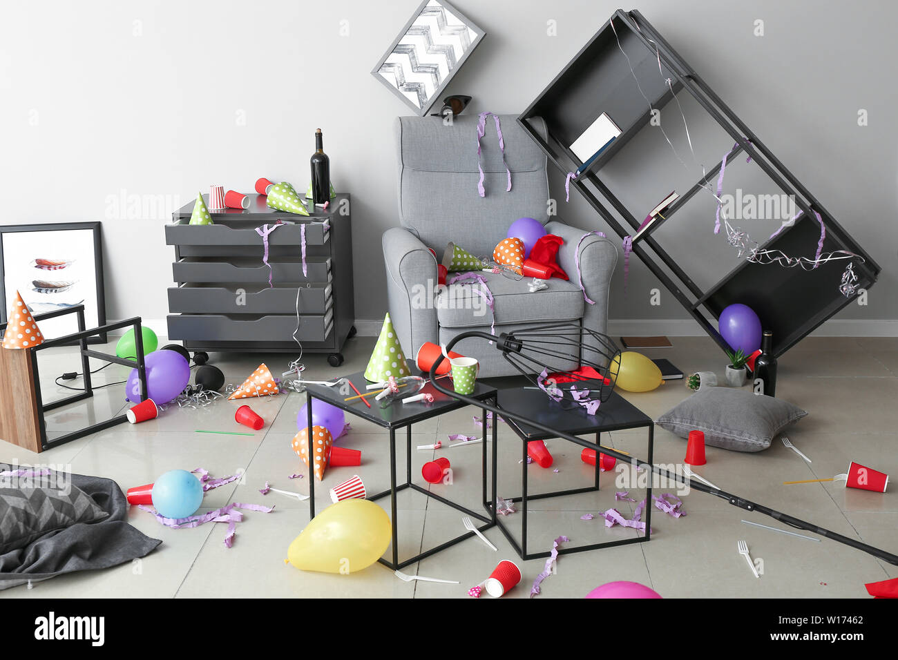 Interior of room after party Stock Photo - Alamy
