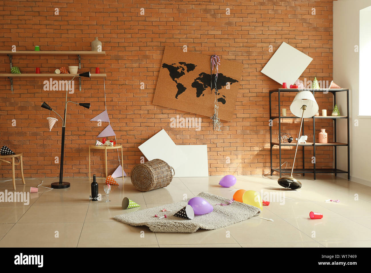 Interior of room after party Stock Photo - Alamy
