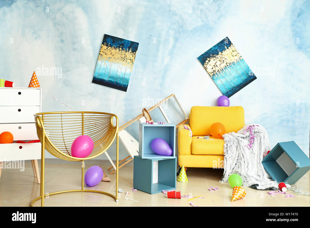 Interior of room after party Stock Photo - Alamy