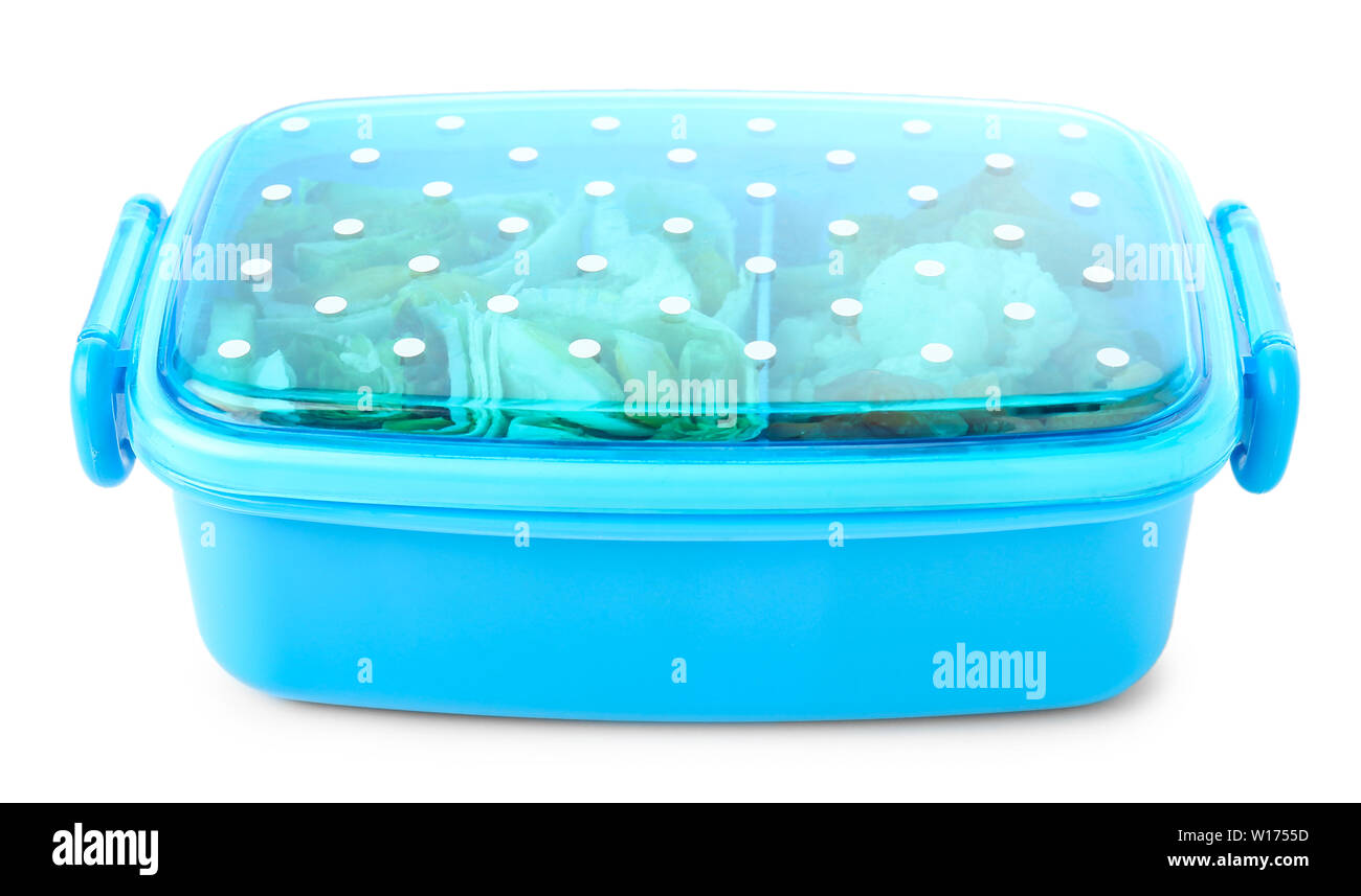 School lunch box on white background Stock Photo - Alamy