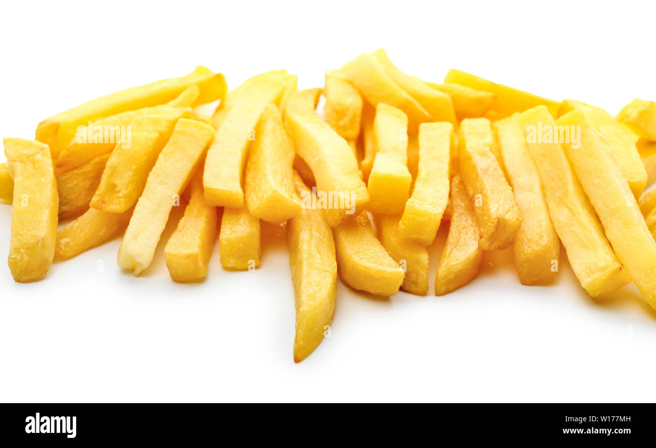 Tasty french fries on white background Stock Photo - Alamy