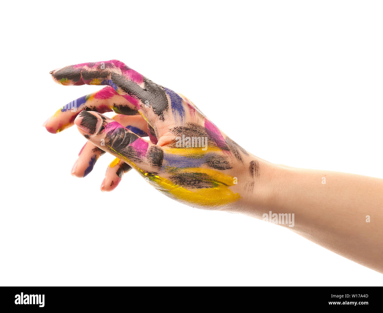 Painted female hand on white background Stock Photo - Alamy