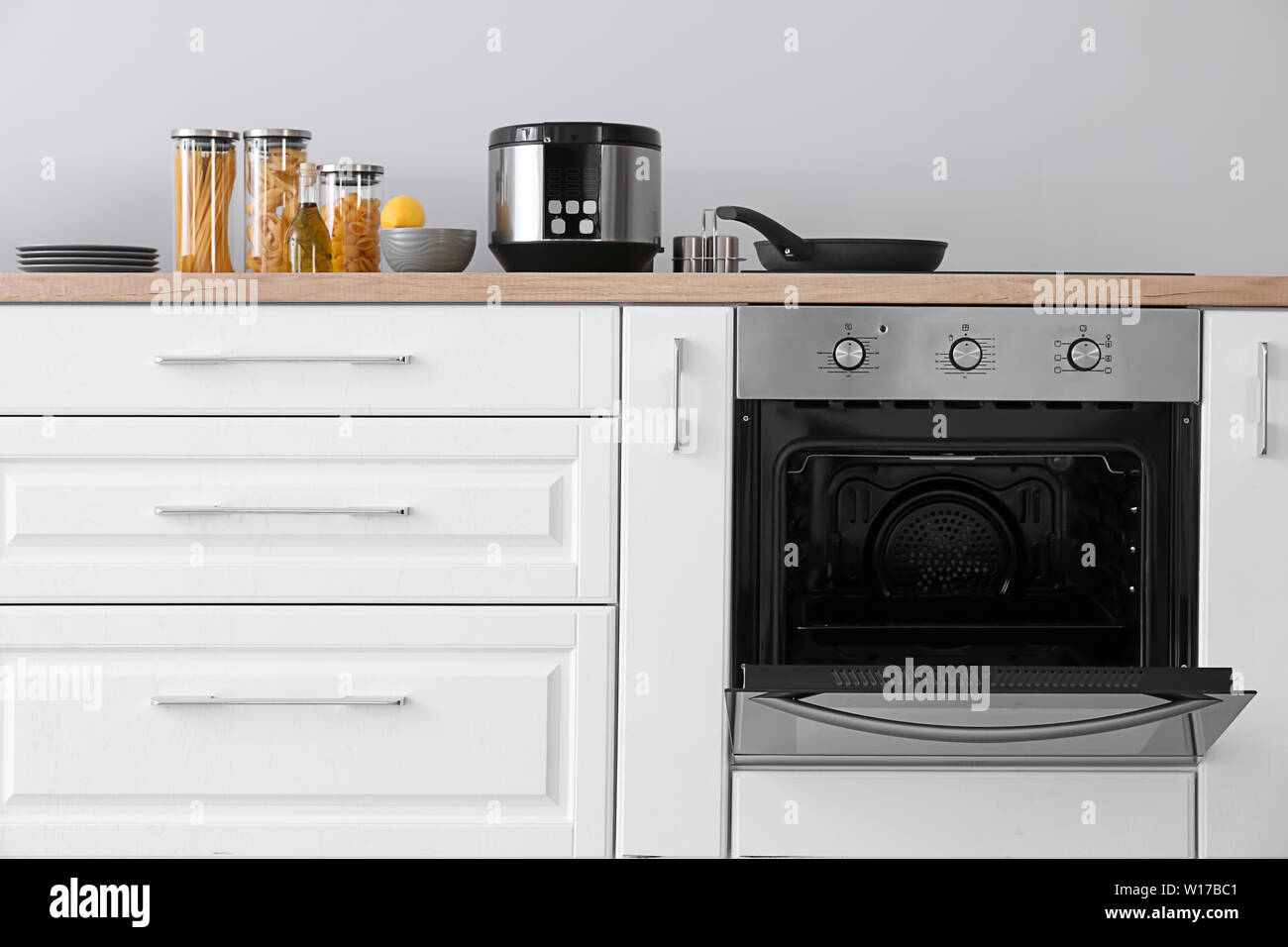 Interior of kitchen with modern oven Stock Photo - Alamy