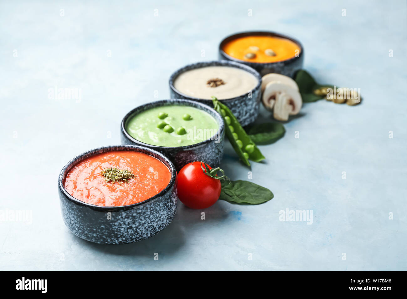 Different bowls of soup hi-res stock photography and images - Alamy