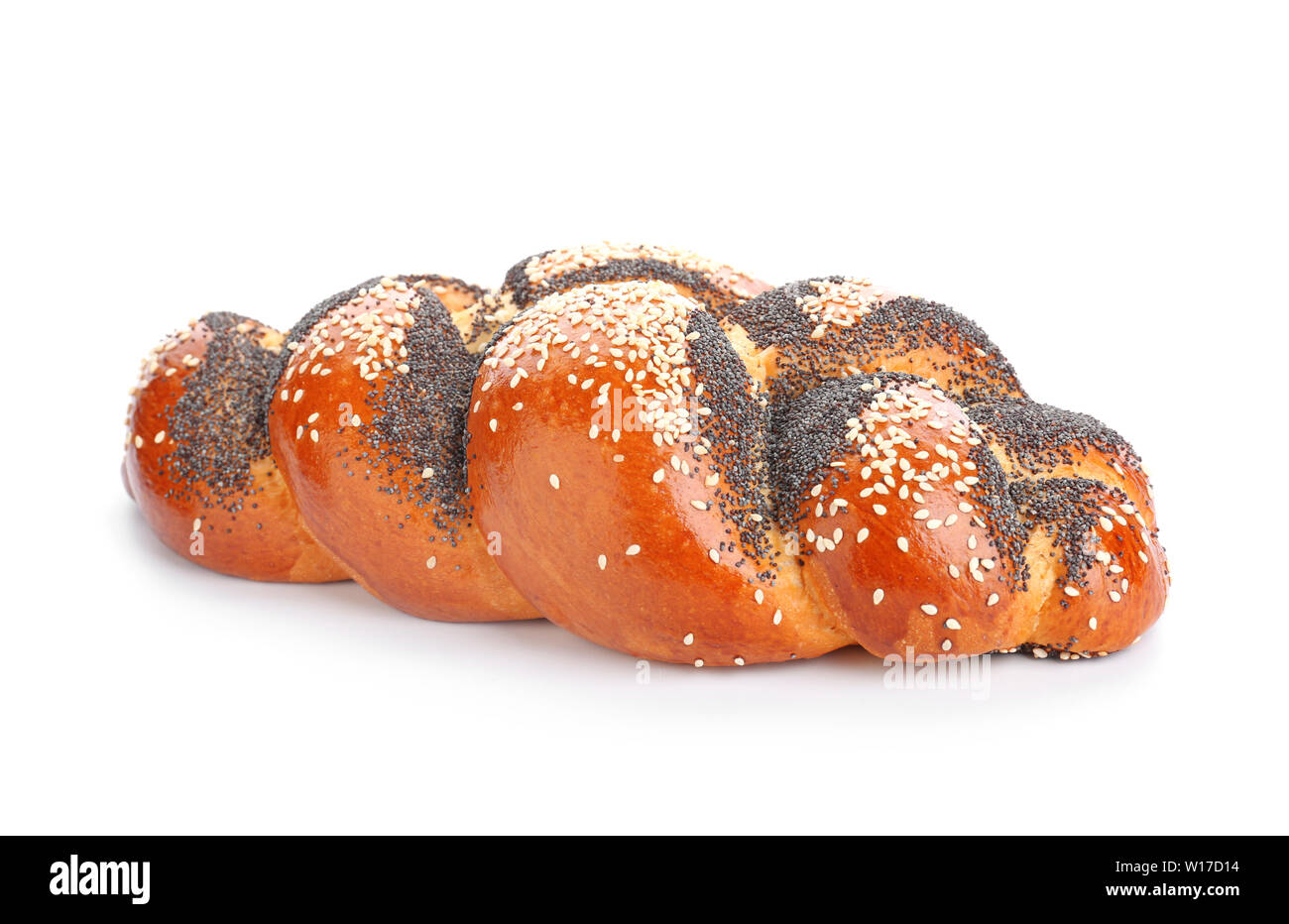 Tasty poppy bun on white background Stock Photo - Alamy