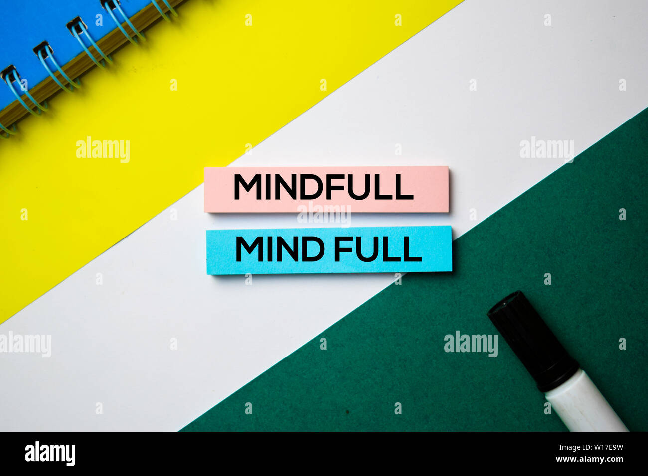 Mindfull or Mind Full text on sticky notes with office desk concept ...