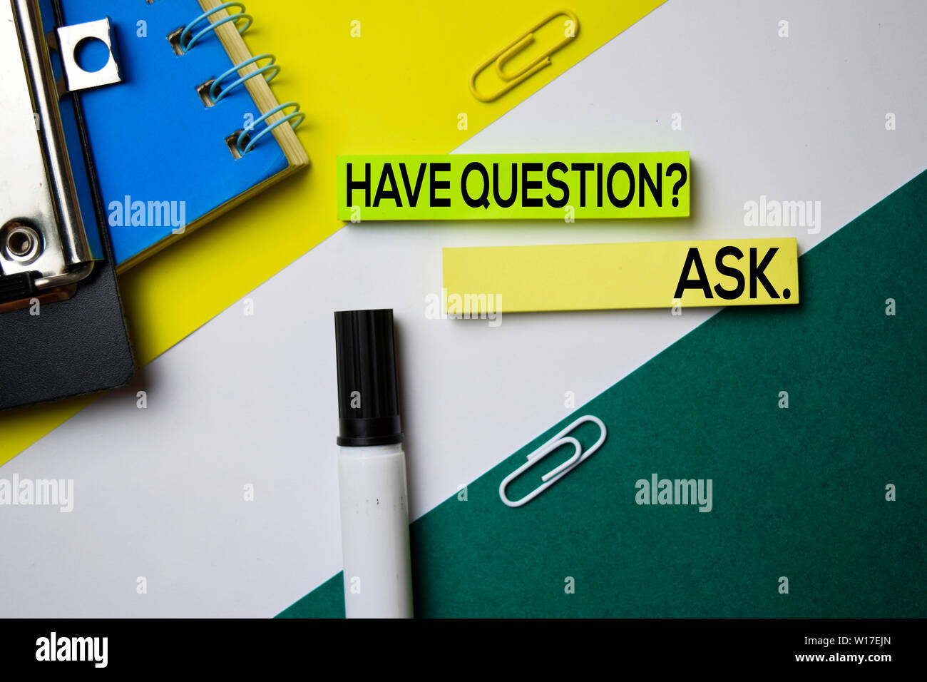 Have Question? ASK. text on sticky notes with office desk concept Stock ...