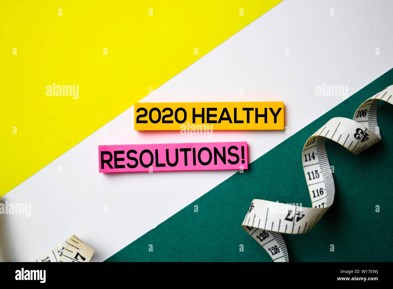 2020 Healthy Resolution! text on sticky notes with office desk concept ...