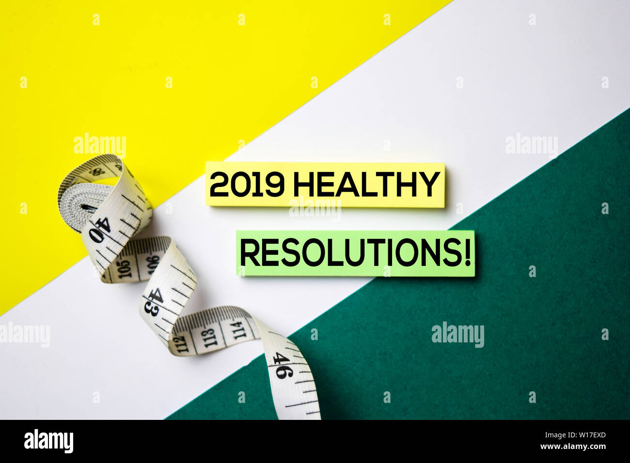 2019 Healthy Resolutions! text on sticky notes with office desk concept ...