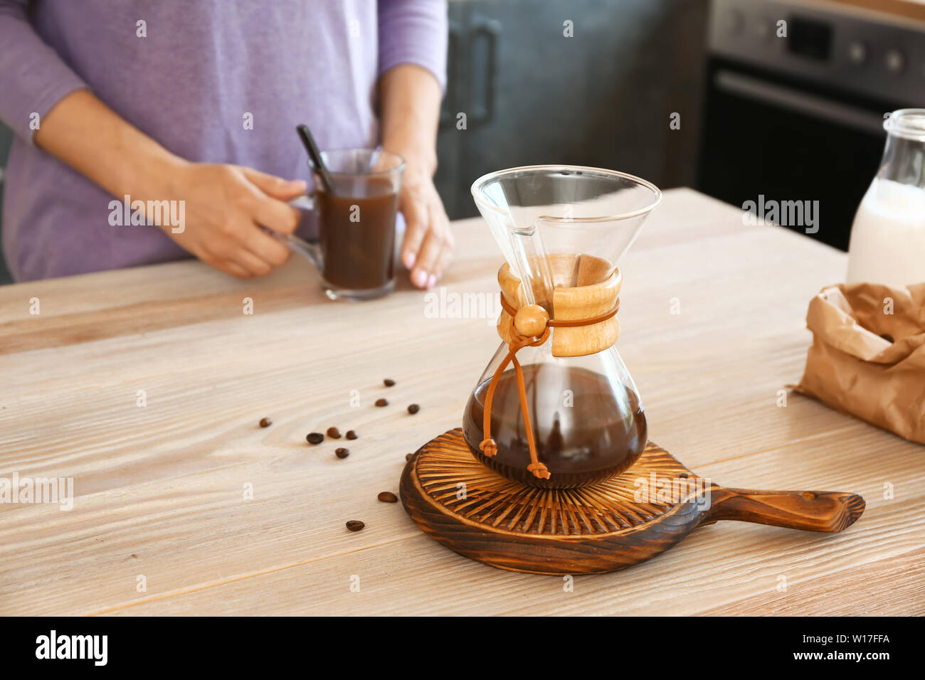 People making coffee in clear hi-res stock photography and images - Alamy