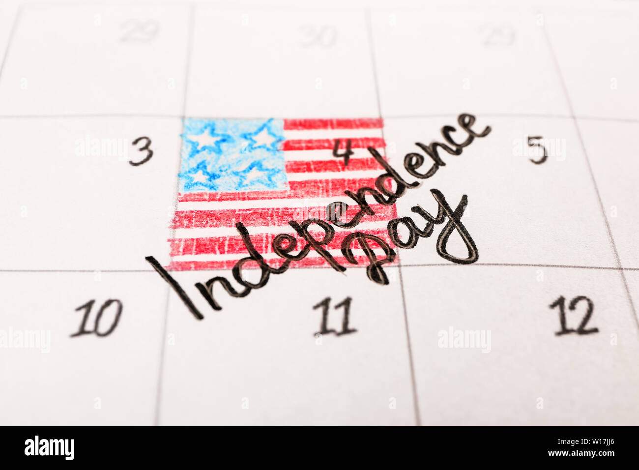 Calendar with marked date of Independence Day, closeup Stock Photo - Alamy