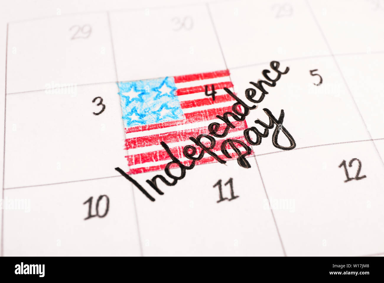 Calendar with marked date of Independence Day, closeup Stock Photo - Alamy