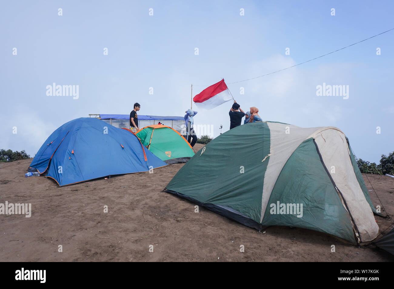 Camping ground at top of Andong mountain, Magelang, Indonesia Stock ...