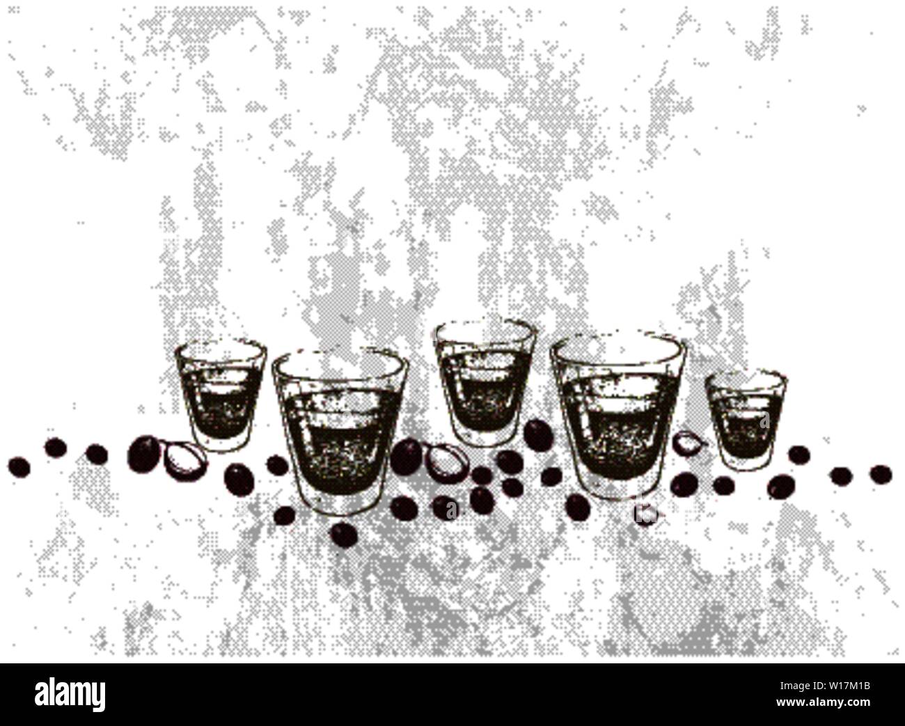 Illustration Hand Drawn Sketch of Classic Style Espresso in Shot ...