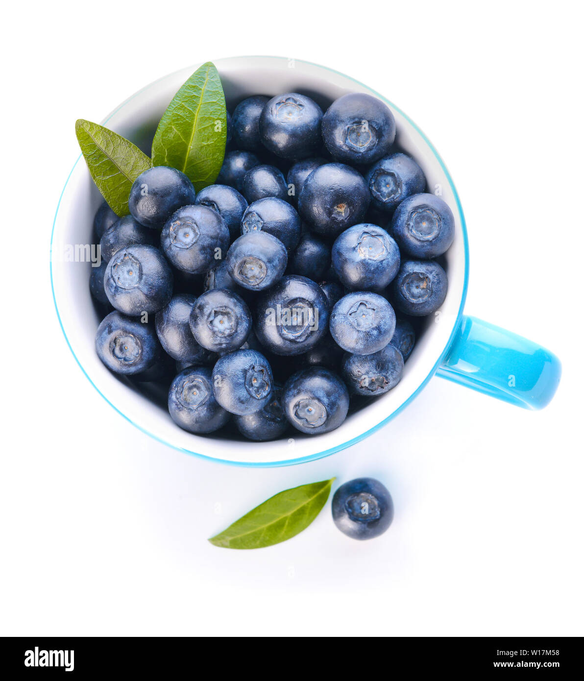 Cup with ripe blueberry on white background Stock Photo - Alamy