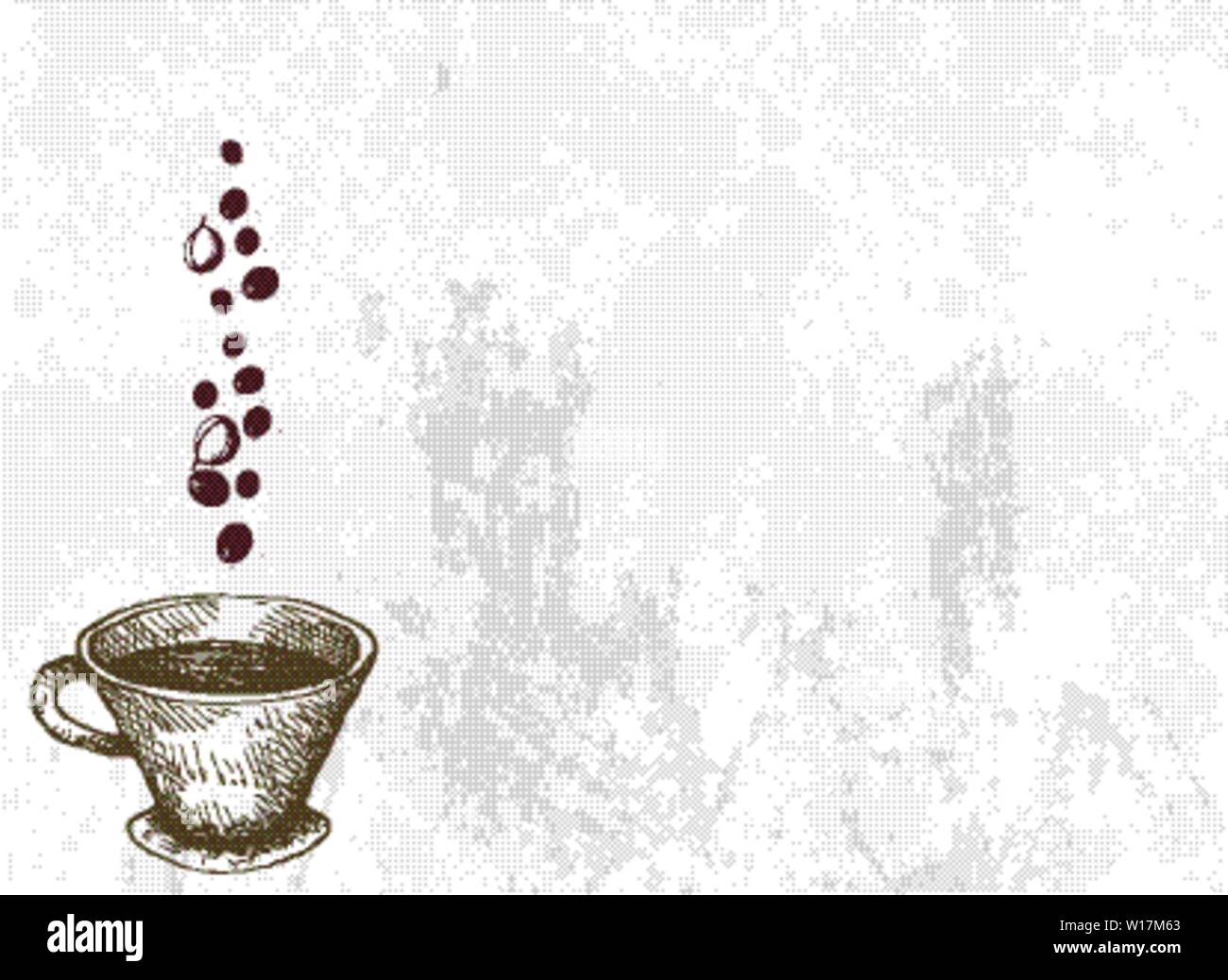Illustration Hand Drawn Sketch of A Cup of Coffee with Roasted Coffee ...