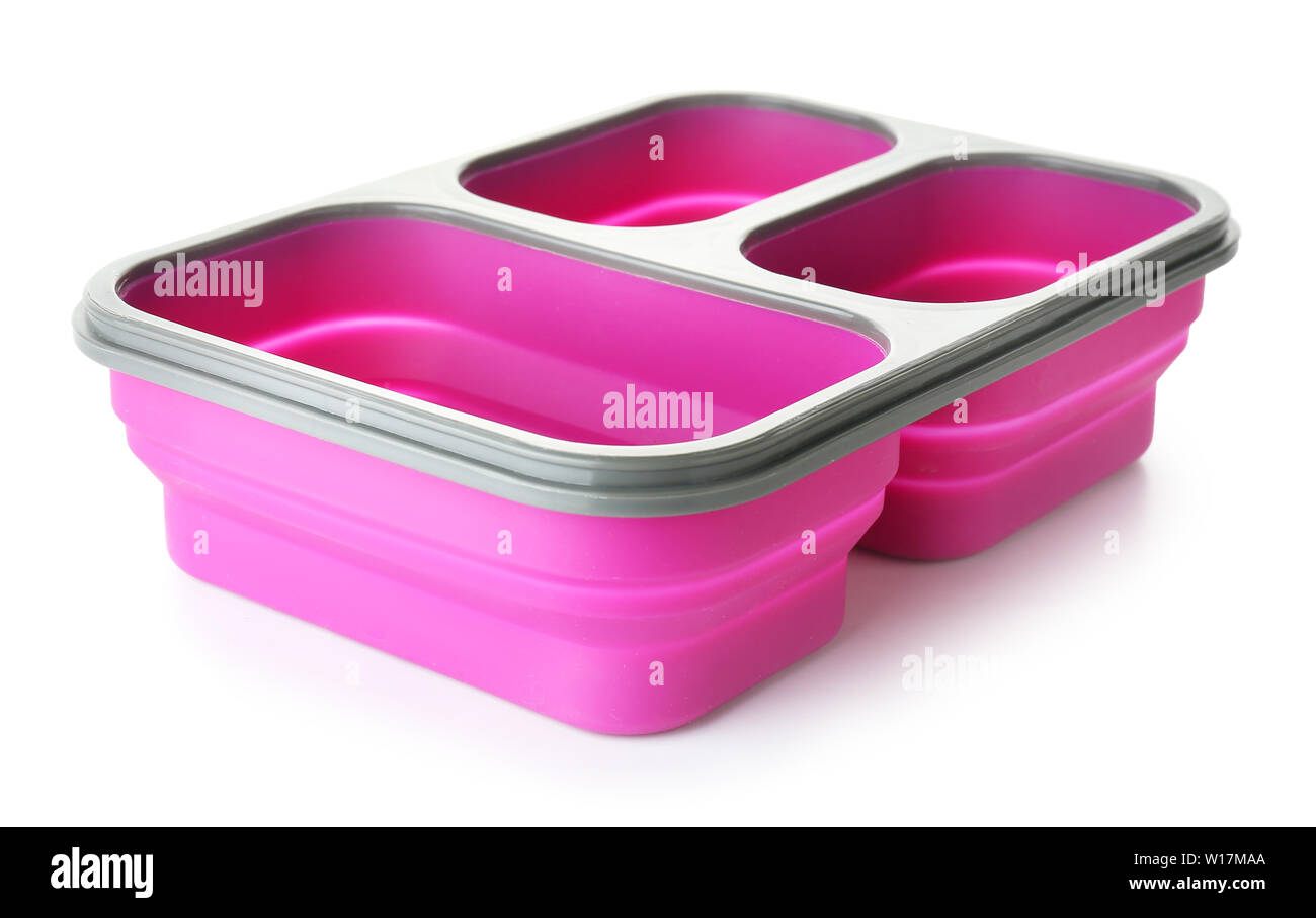 Empty school lunch box on white background Stock Photo - Alamy