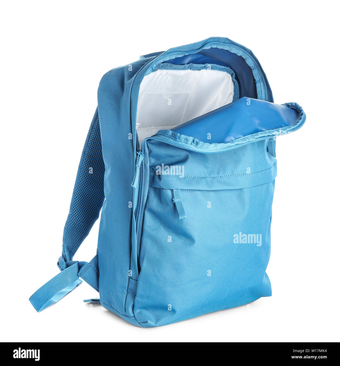 School backpack on white background Stock Photo - Alamy