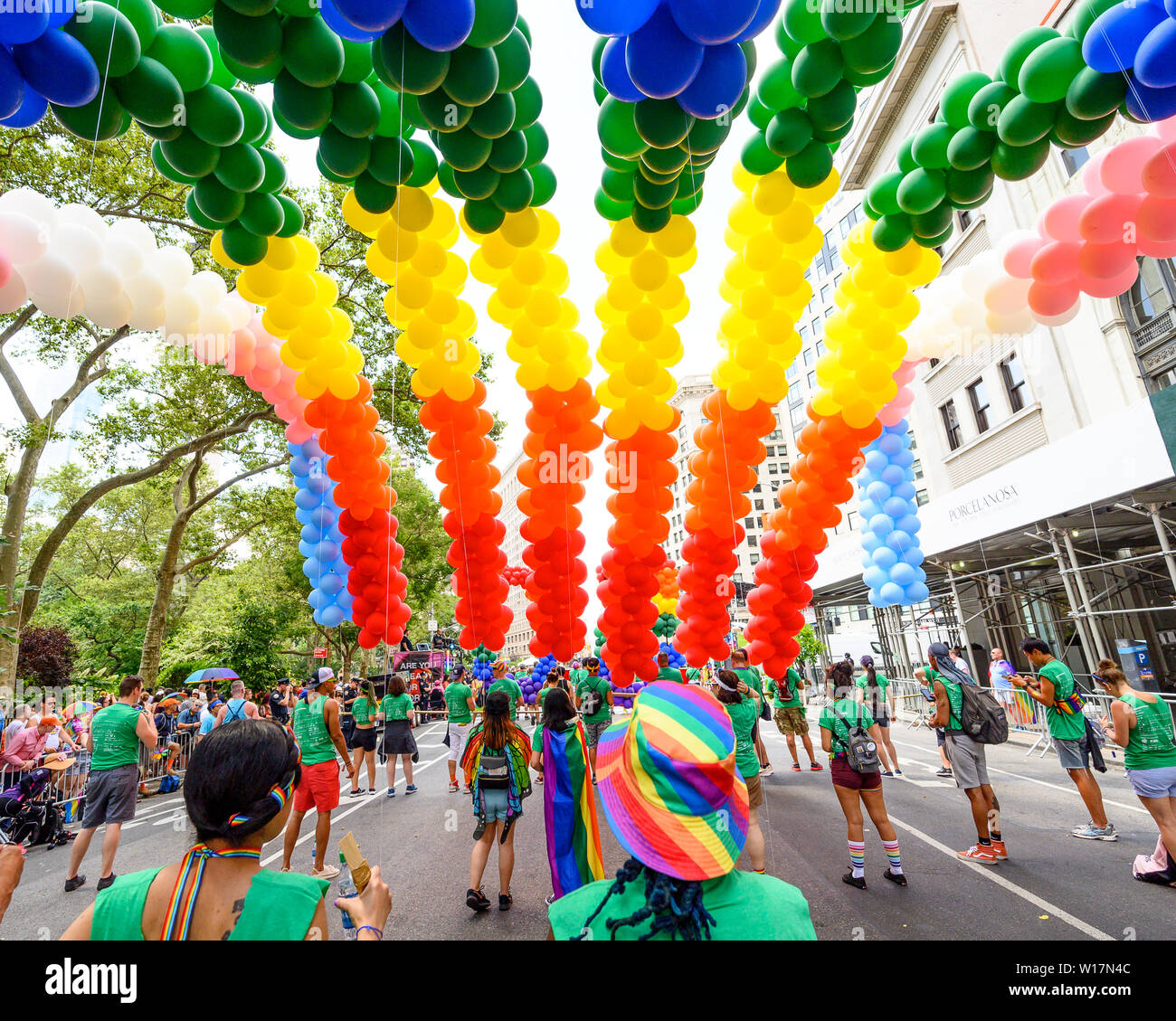 Participants with balloons during the New York City Pride March on ...