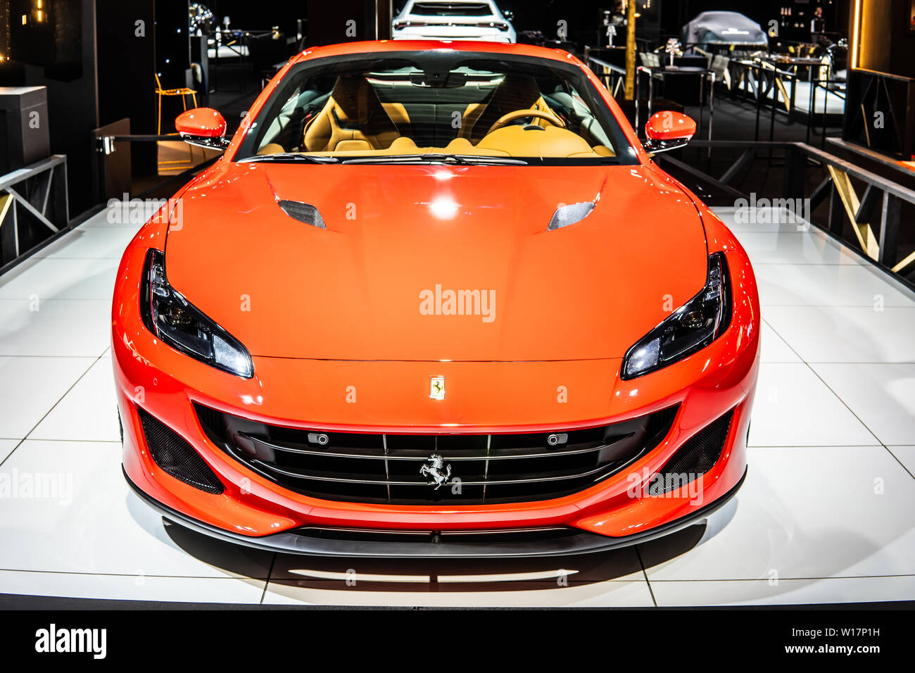 Brussels, Belgium, Jan 2019 metallic red Ferrari Portofino, Brussels ...