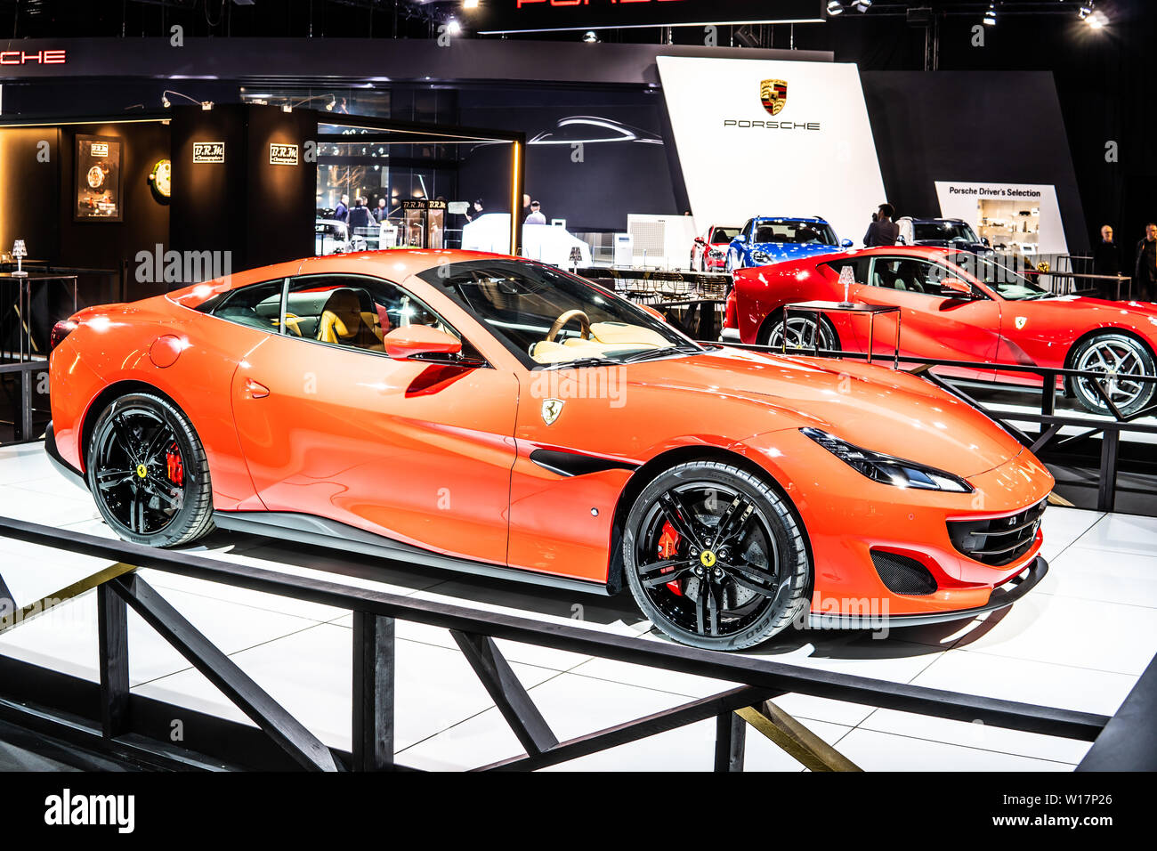 Brussels, Belgium, Jan 2019 metallic red Ferrari Portofino, Brussels ...