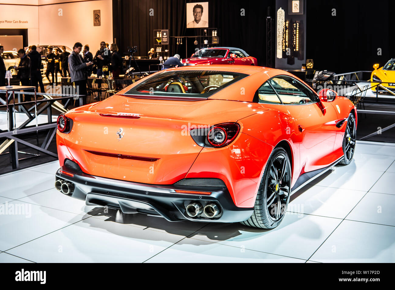Brussels, Belgium, Jan 2019 metallic red Ferrari Portofino, Brussels ...