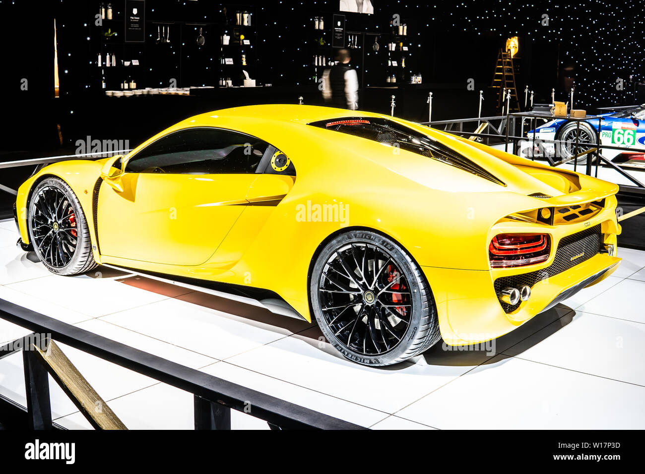 Brussels, Belgium, Jan 18, 2019: metallic yellow Noble M500 British ...