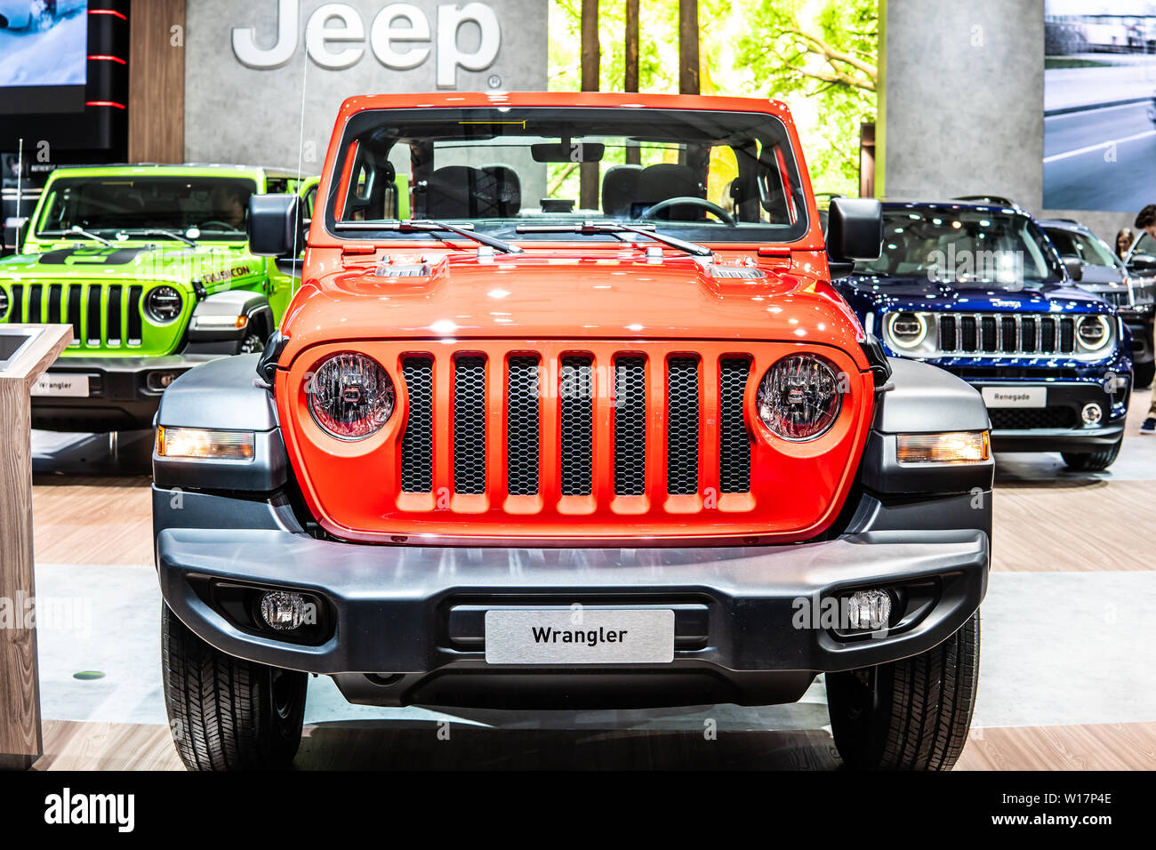 Brussels, Belgium, Jan 2019 metallic red Jeep Wrangler at Brussels ...