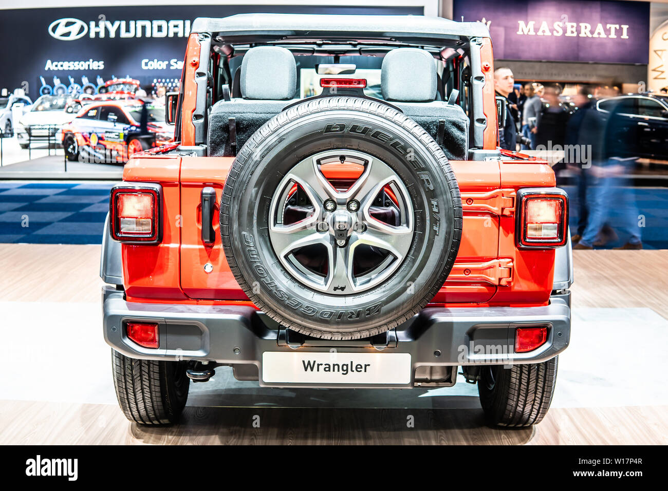 Brussels, Belgium, Jan 2019 metallic red Jeep Wrangler at Brussels ...