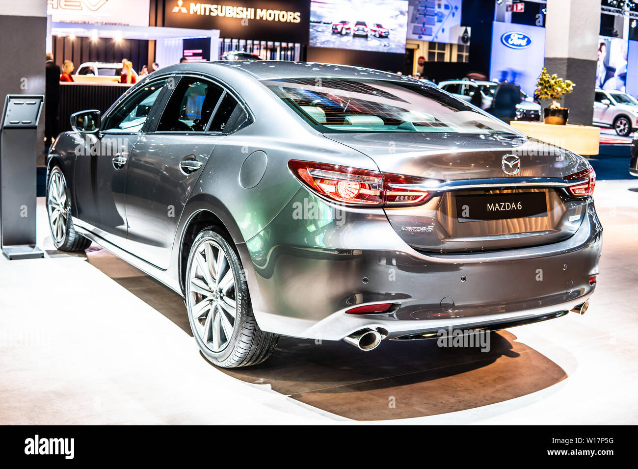 Brussels, Belgium, Jan 2019 silver Mazda 6 sedan, Brussels Motor Show ...