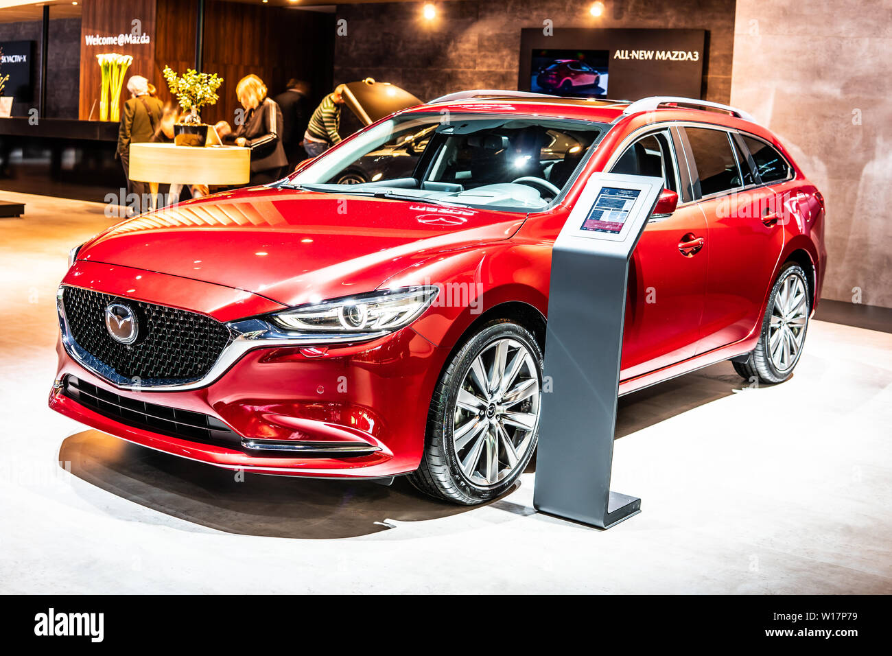 Brussels, Belgium, Jan 2019 red Mazda 6 station wagon, Brussels Motor ...