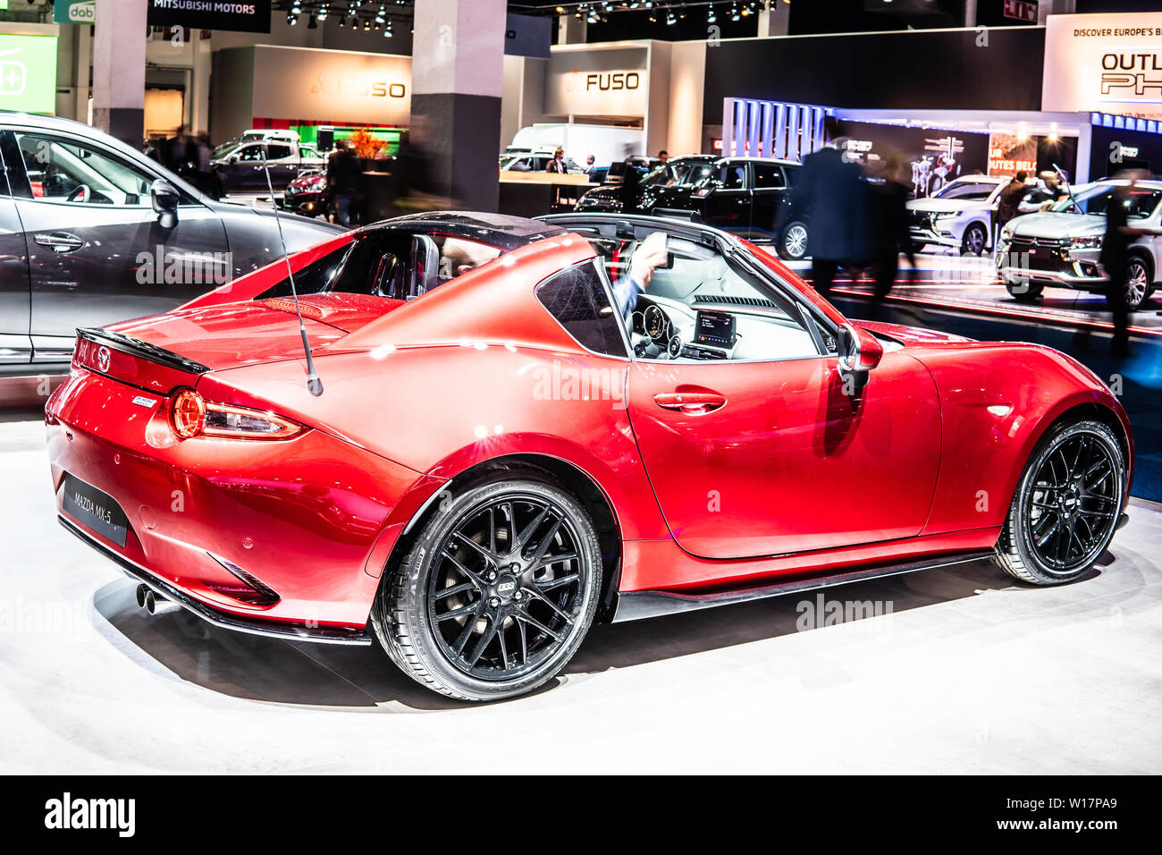 Brussels, Belgium, Jan 2019 red Mazda MX-5, Brussels Motor Show, 4th ...